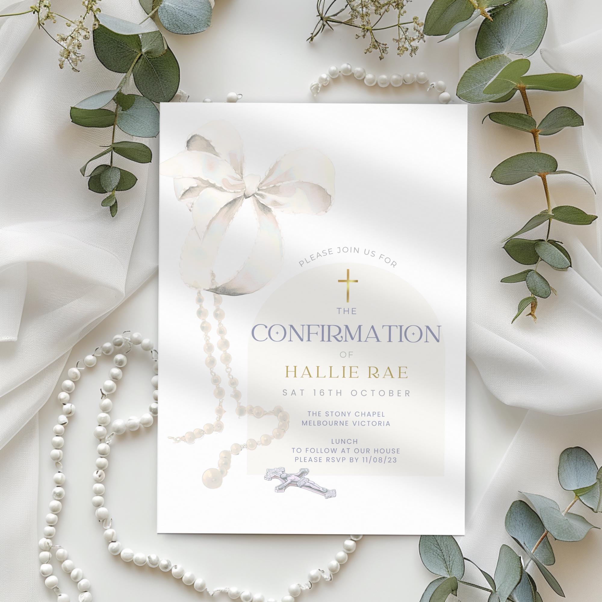 Confirmation Invitation, Modern and Traditional Catholic Invite With ...