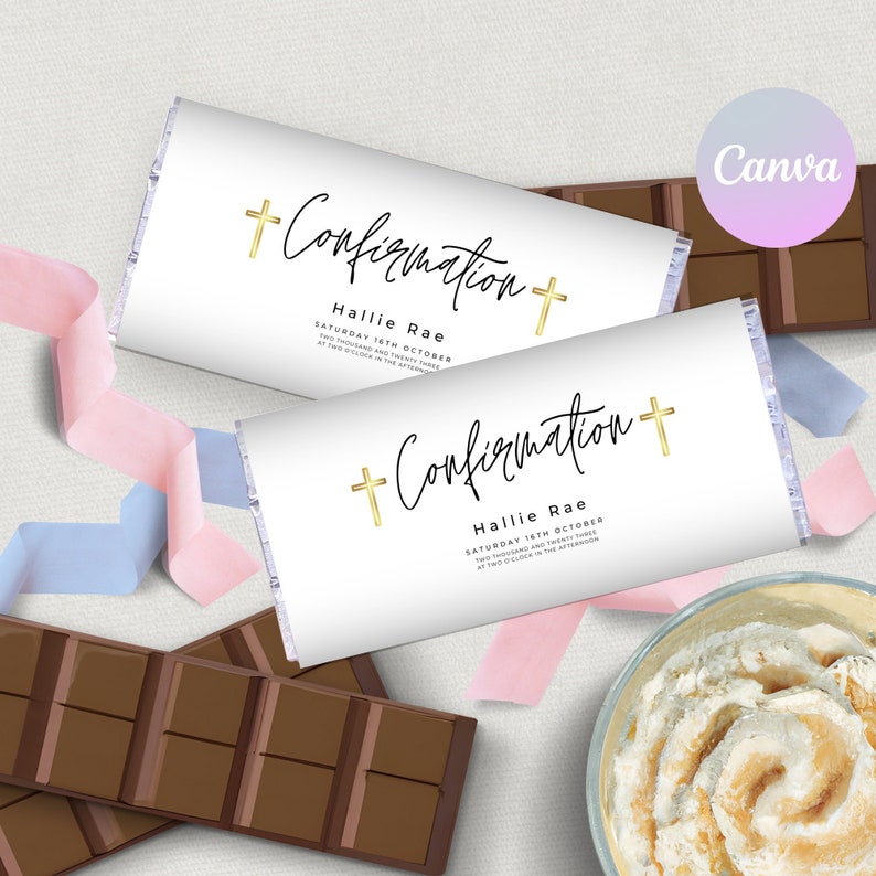 Confirmation Chocolate Bar Wrapper, Personalized Candy Bar INSTANT ...