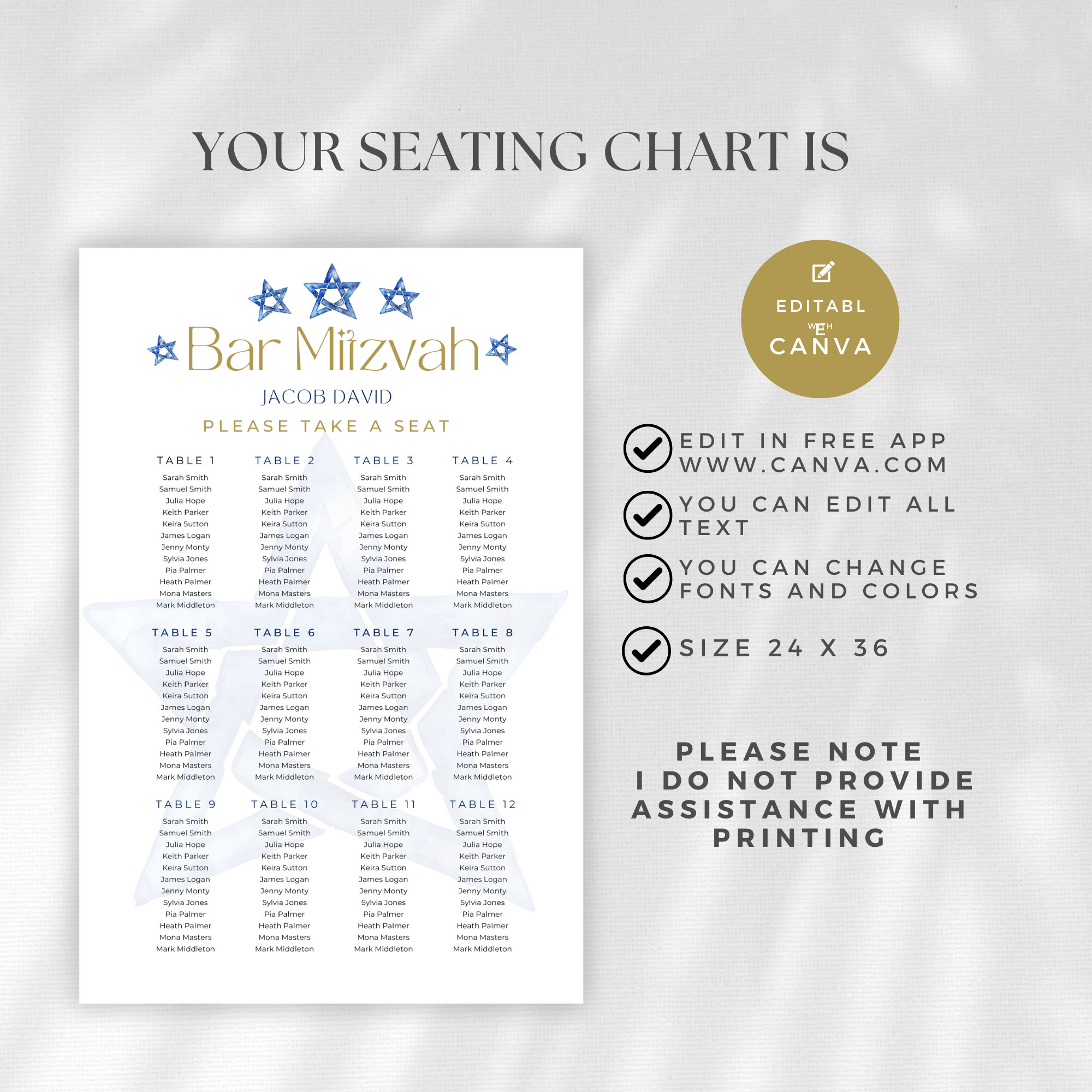 Mitzvah Seating Chart, Bar Mitzvah, Bat Mitzvah, Table Arrangement ...