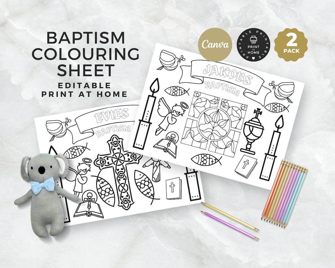 Baptism Coloring Sheet, Printable and Personalized Kids Activity ...