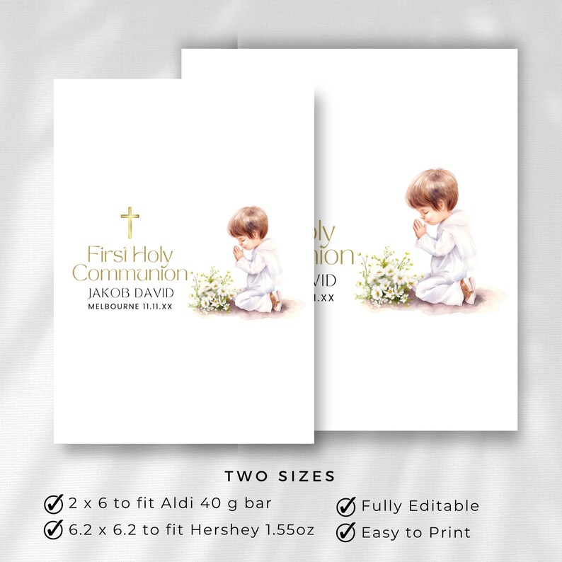 First Communion Candy Bar Wrapper, Hershey Chocolate Bar Label for Boy ...