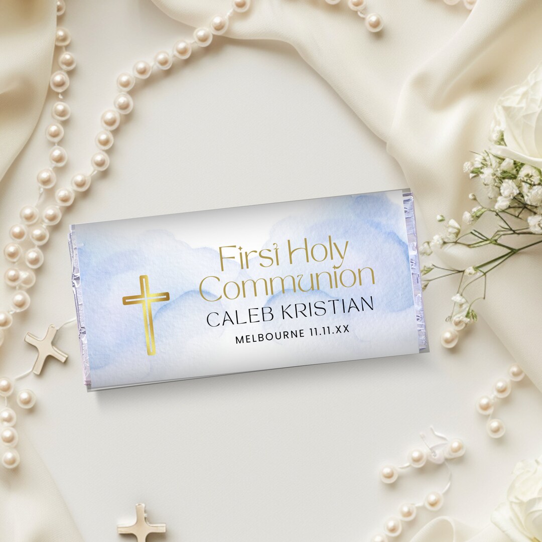 Chocolate Wrapper Template First Communion, 1st Communion Candy Bar ...