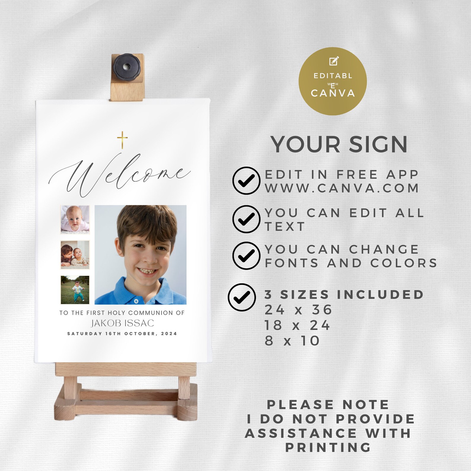 First Holy Communion Welcome Sign With Photo, 1st Communion Party ...