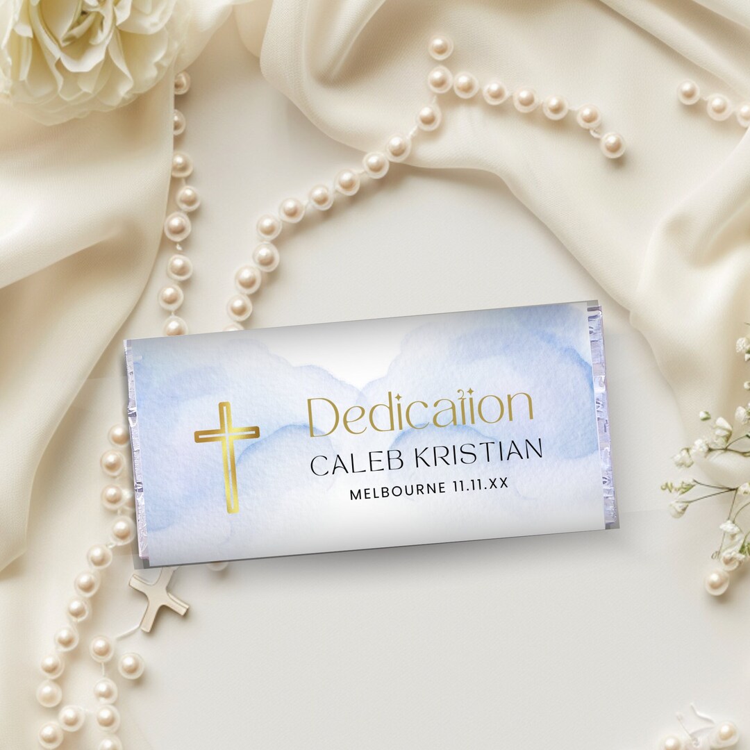 Dedication Candy Bar Wrapper, Blue Watercolour, Boy, Hershey Chocolate ...