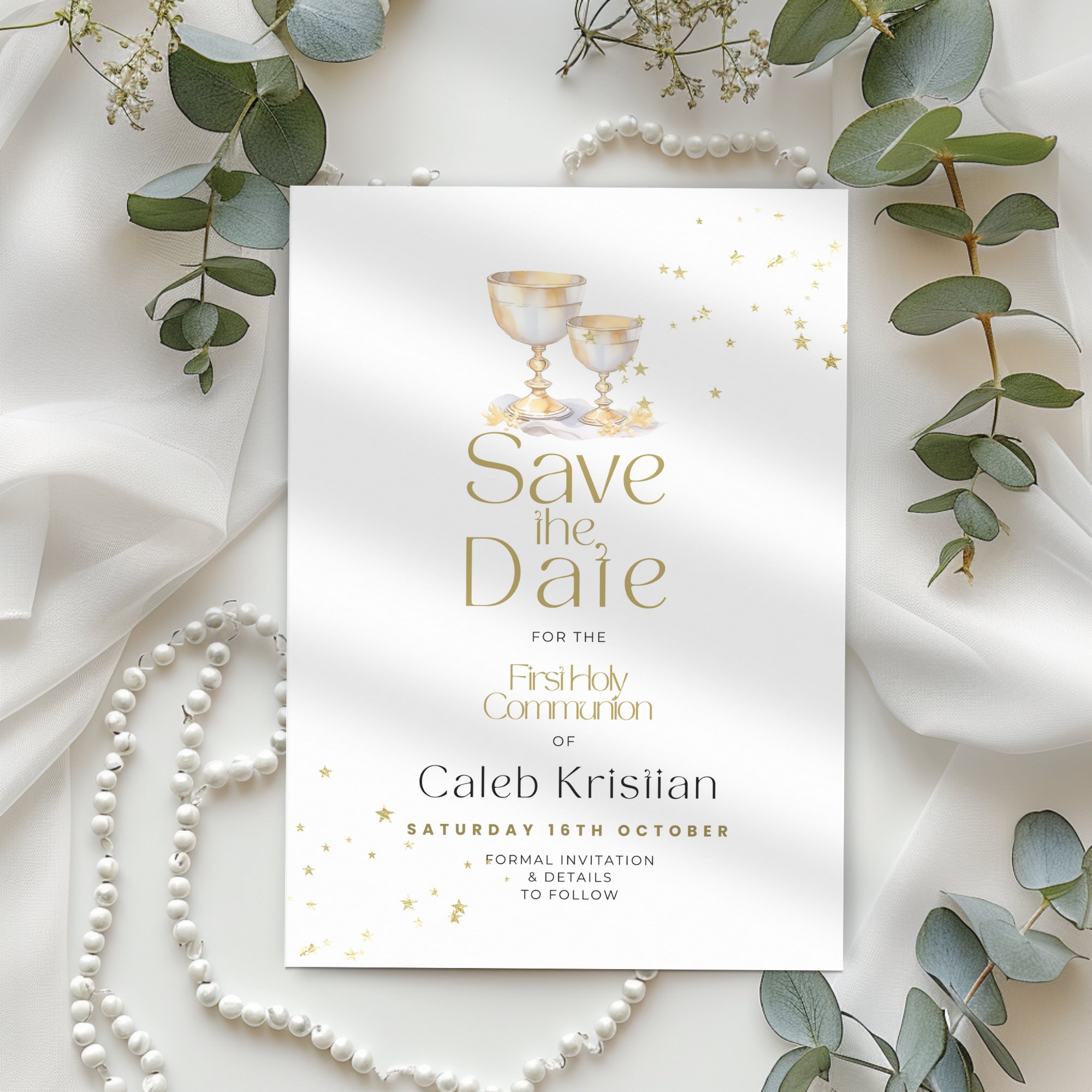 First Communion Save the Date, Catholic Chalice Holy Communion ...