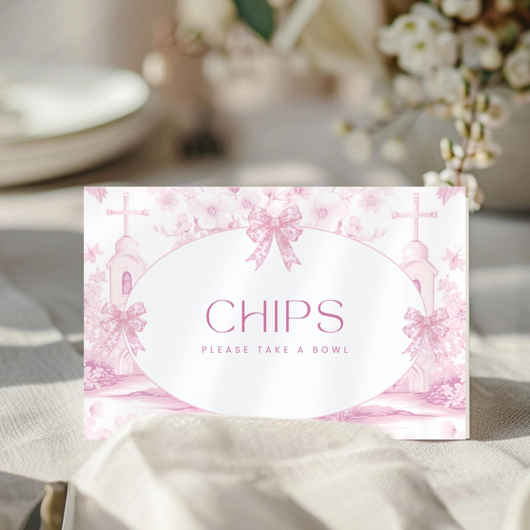 Baptism Buffet Labels, Pink Toile, Editable Printable Food Tent Cards ...