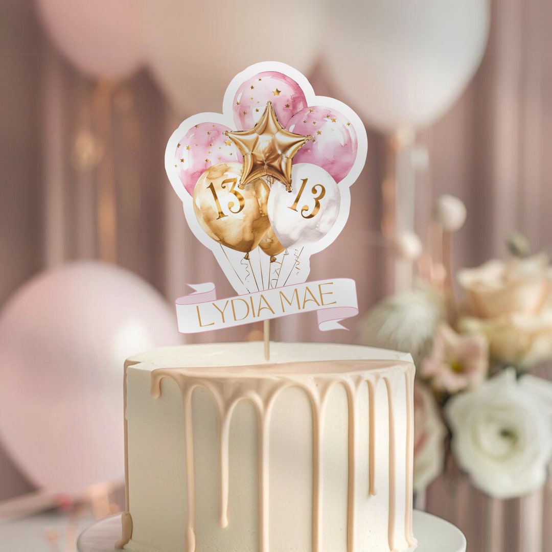 13th Birthday Cake Topper Girl, Pink & Gold, Official Teenager ...