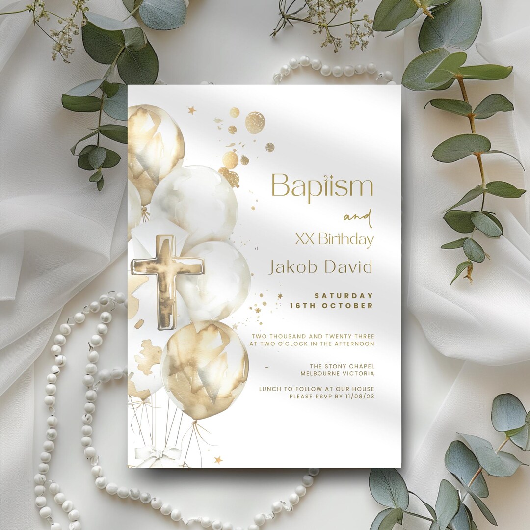 Baptism and Birthday Any Age Invitation for Boy or Girl, 1st, 2nd, 3rd ...