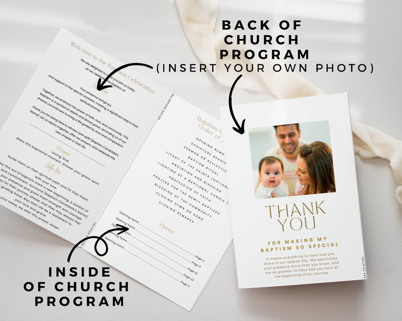 Baptism Order of Service, Church Program, Minimalistic, Christening ...