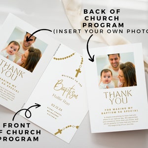 Church Program Baptism, Minimalistic, Christening Program With Gold ...