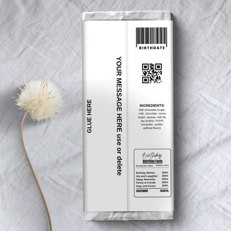 80th Birthday Candy Bar Wrapper, Personalized Chocolate Bar Label With ...