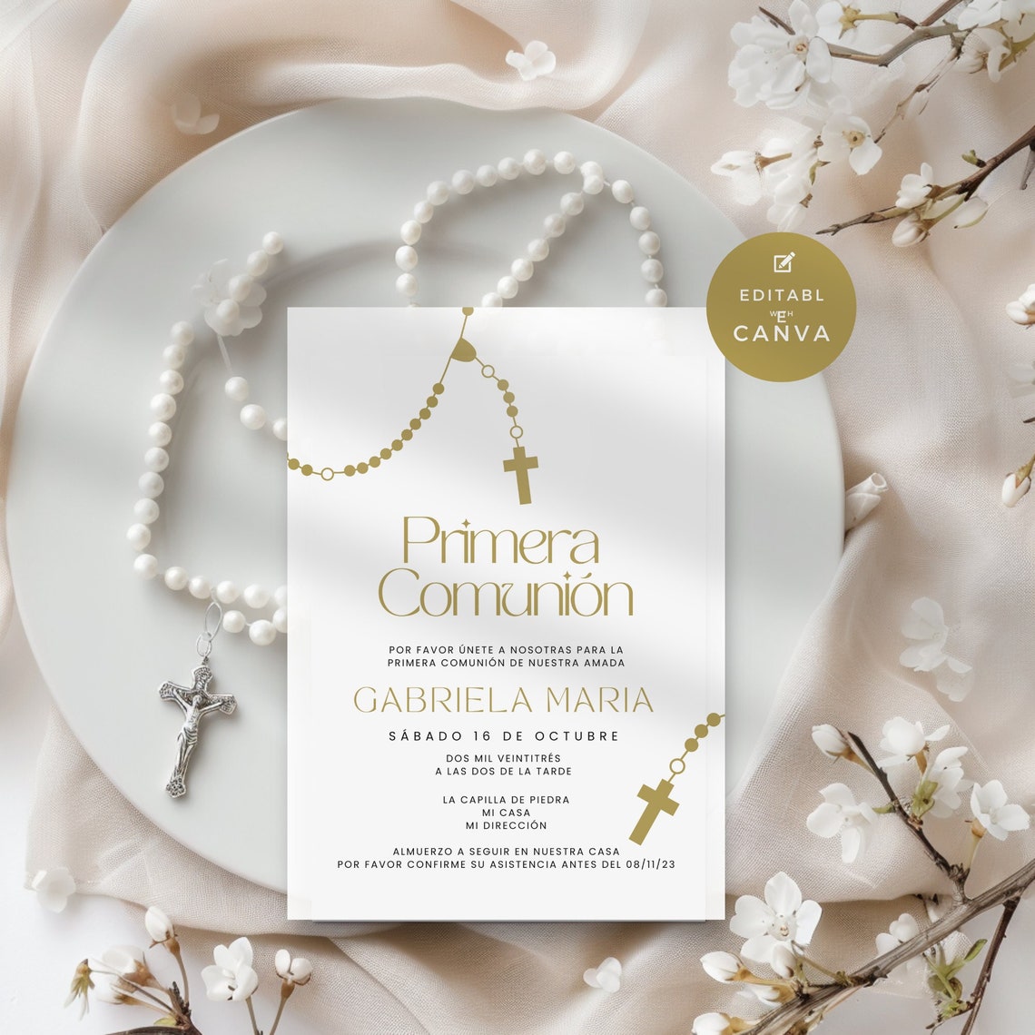 First Holy Communion Invitation Spanish, Boy or Girl Primera Comunion ...