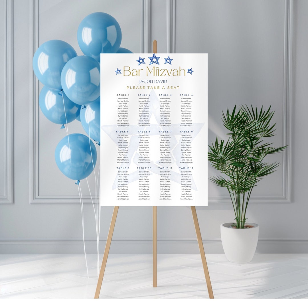 Mitzvah Seating Chart, Bar Mitzvah, Bat Mitzvah, Table Arrangement ...