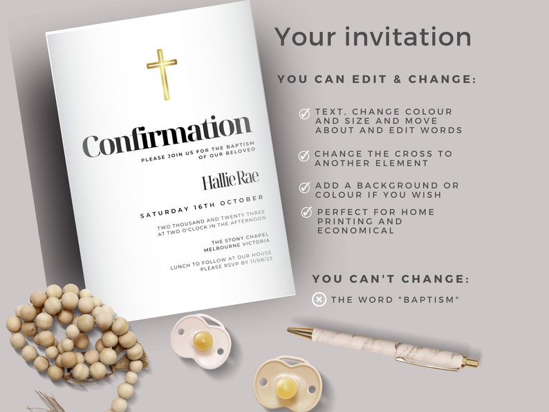 Confirmation Invitation Digital Download Cards Elegant - Etsy