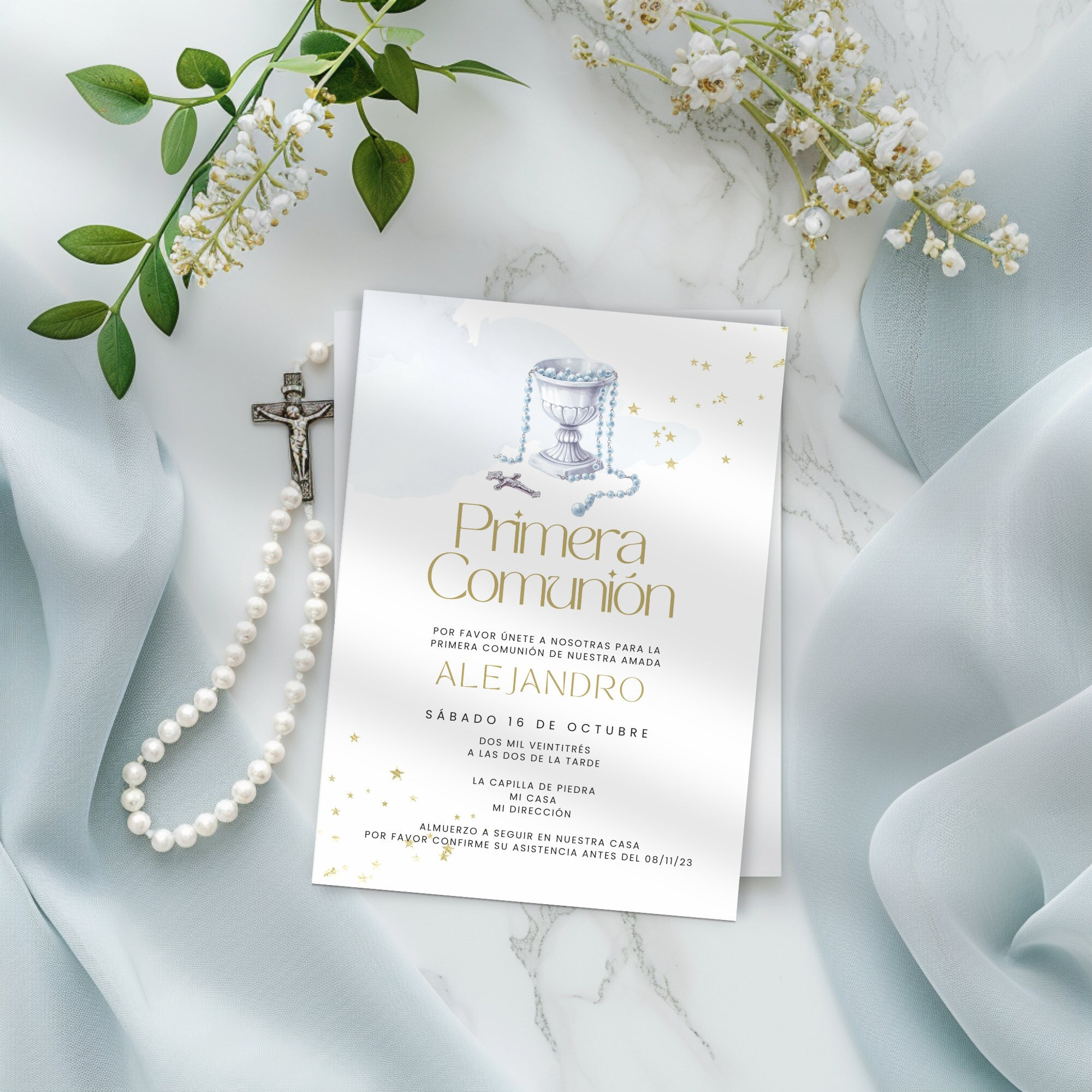 First Holy Communion Invitation Spanish, Boys or Girls Primera Comunion ...