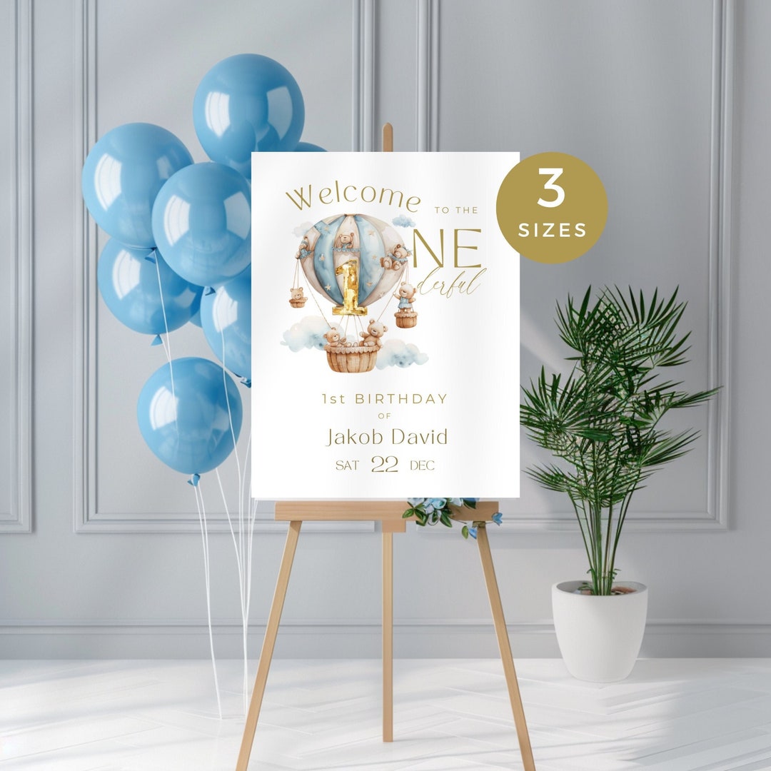 First Birthday Sign Boy, 1st Party Yard Poster for Easel, Custom ...