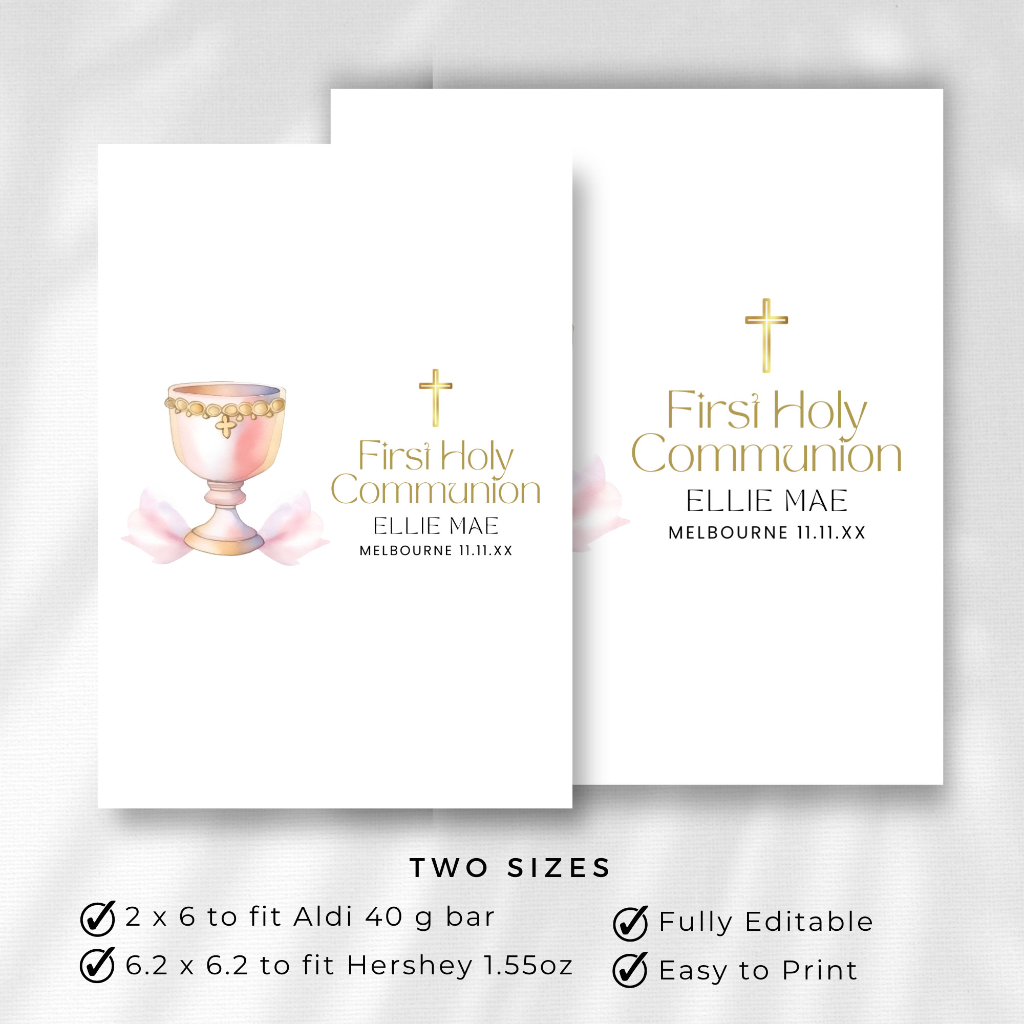 First Holy Communion Candy Bar Wrapper, Hershey Chocolate Bar Label ...