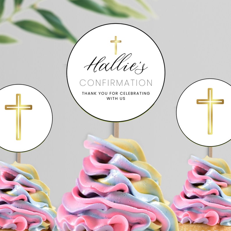 Confirmation Cupcake Toppers INSTANT DOWNLOAD Canva Template - Etsy