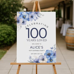 100 Years Loved Sign, 100th Birthday Celebration, Customizable Welcome ...