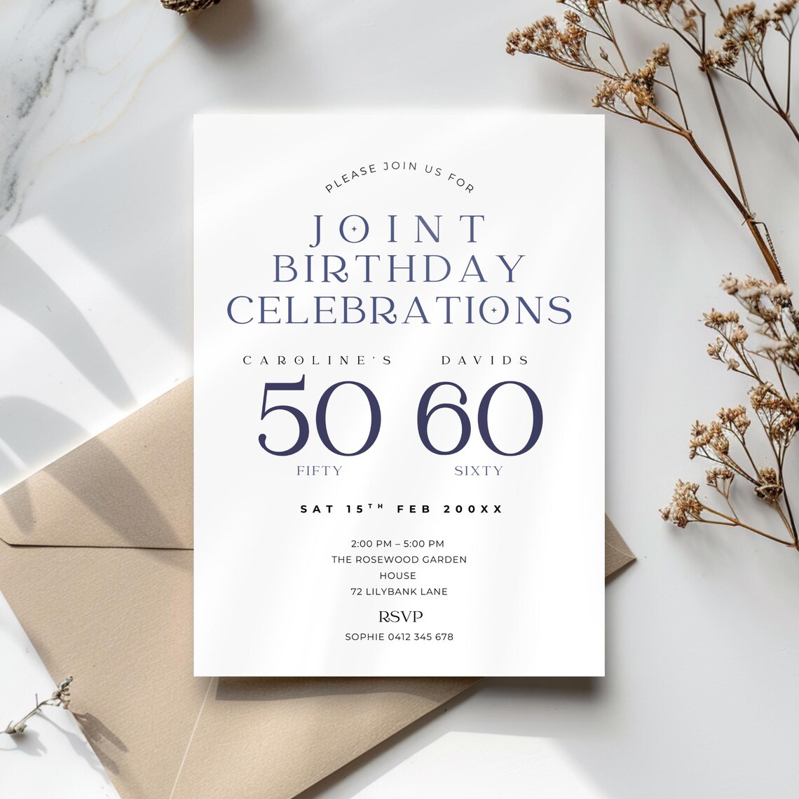 Joint Birthday Party Invite, Adult Double Celebration, Editable ...
