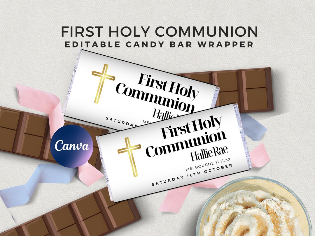 First Holy Communion Candy Bar Wrapper , Personalized and Printable ...