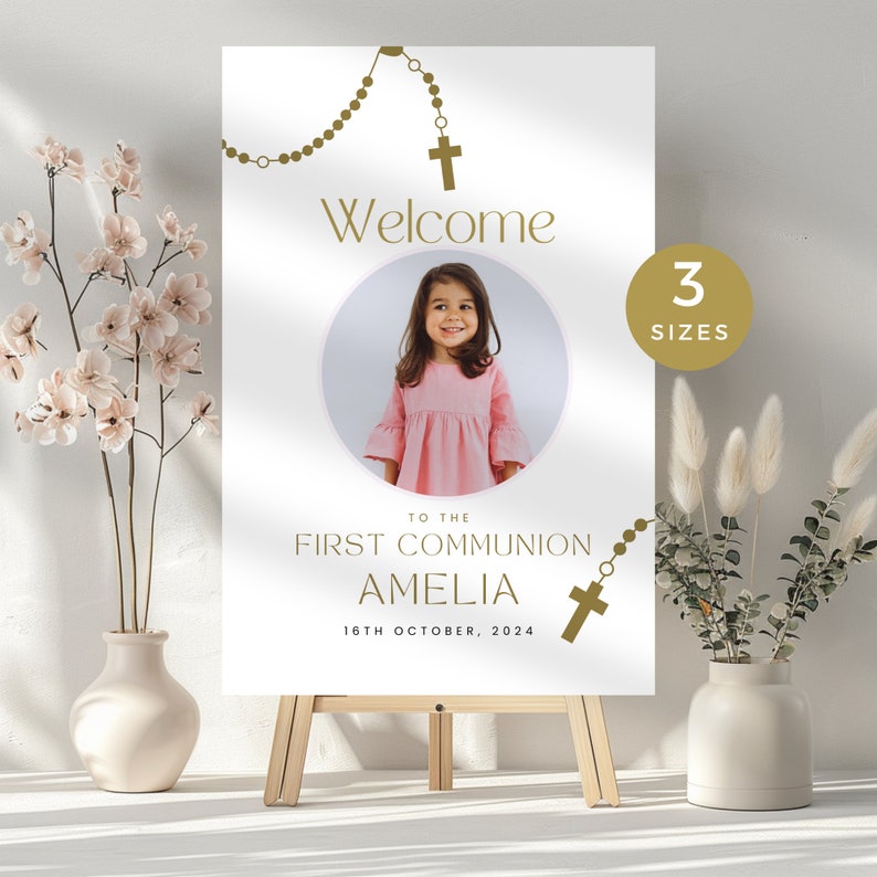 First Holy Communion Welcome Sign With Photo, 1st Communion Party ...