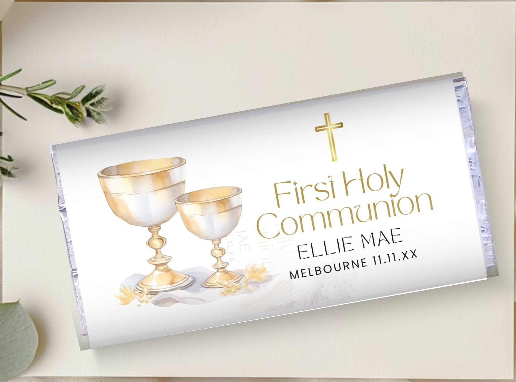 First Holy Communion Candy Bar Wrapper, Hershey Chocolate Bar Label ...