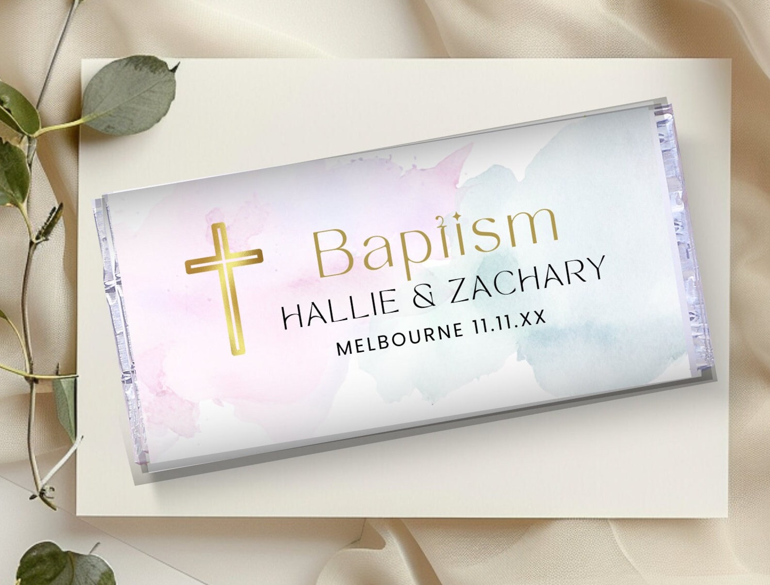 Hershey Bar Wrapper Baptism, for Boy and Girl Twins, Pink and Blue ...
