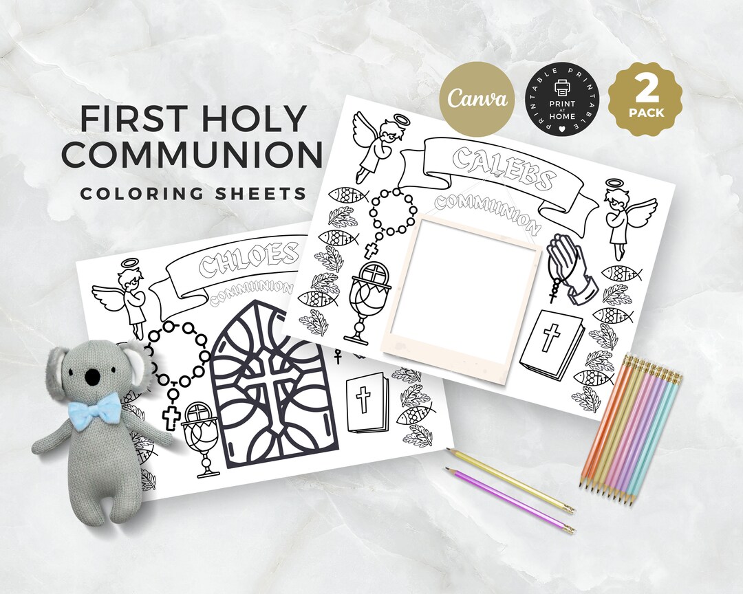First Holy Communion Coloring Sheet, Printable & Personalized Kids ...
