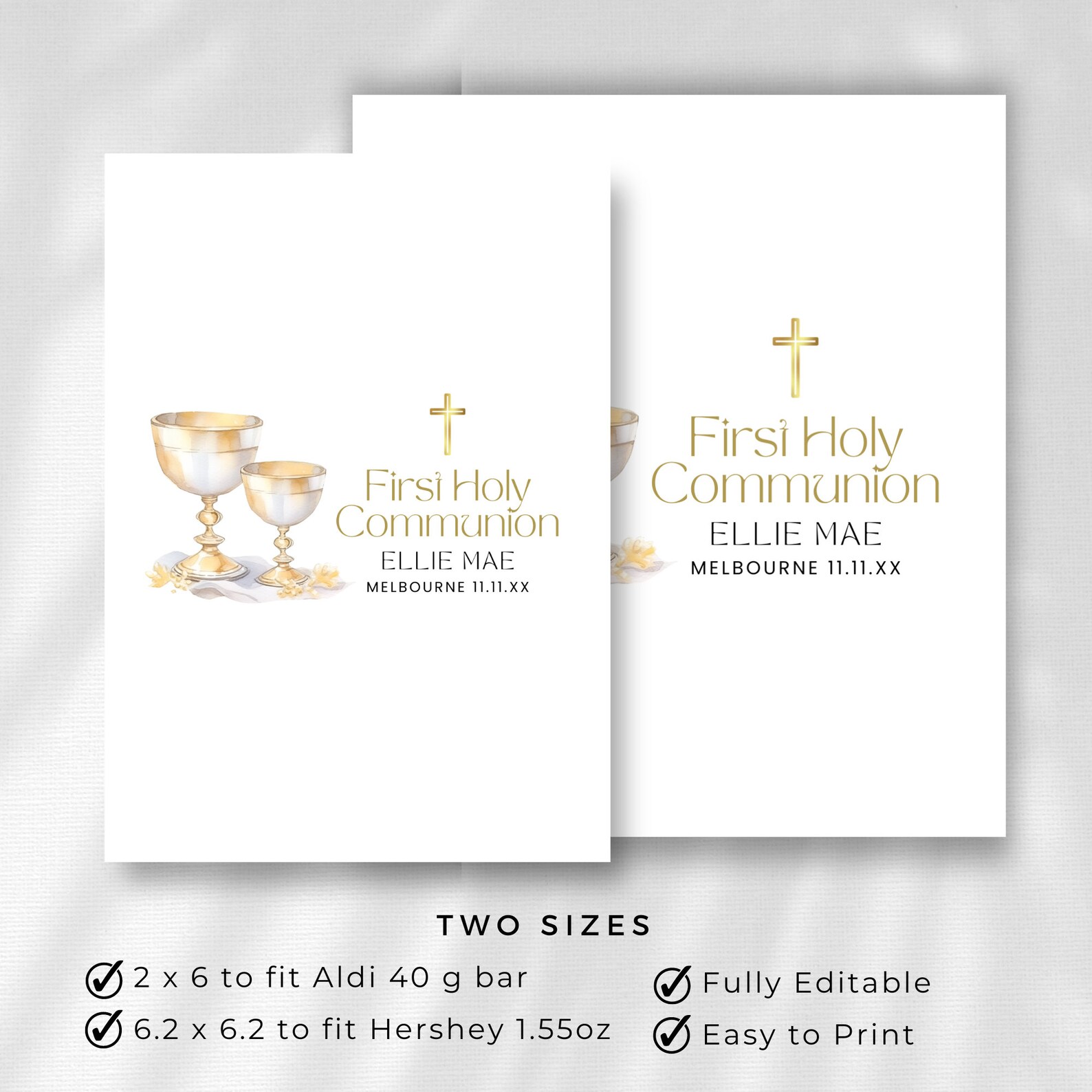 First Holy Communion Candy Bar Wrapper, Hershey Chocolate Bar Label ...