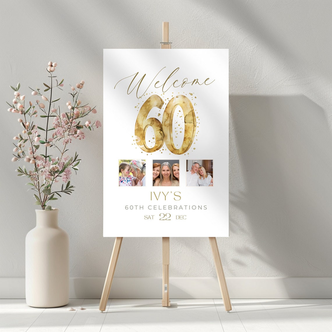 60th Birthday Sign With Pictures, Look Whos 60 Welcome Board ...
