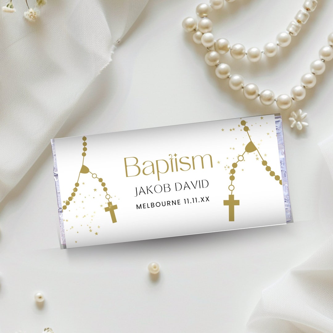 Baptism Candy Bar Wrapper, Gold Cross, Girl or Boy, Hershey Chocolate ...