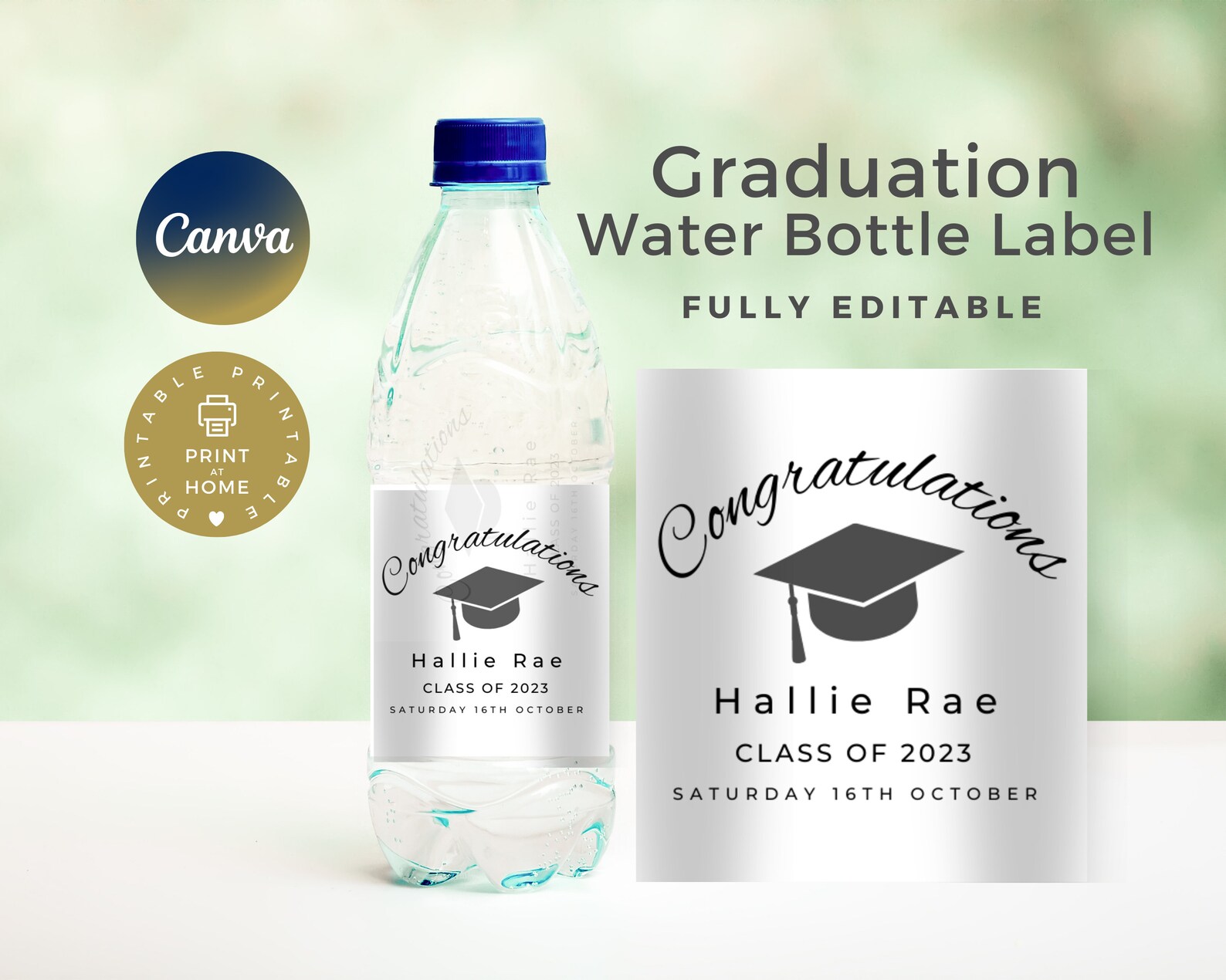 Water Bottle Personalized Labels for Graduation, Party Favors, Class of ...