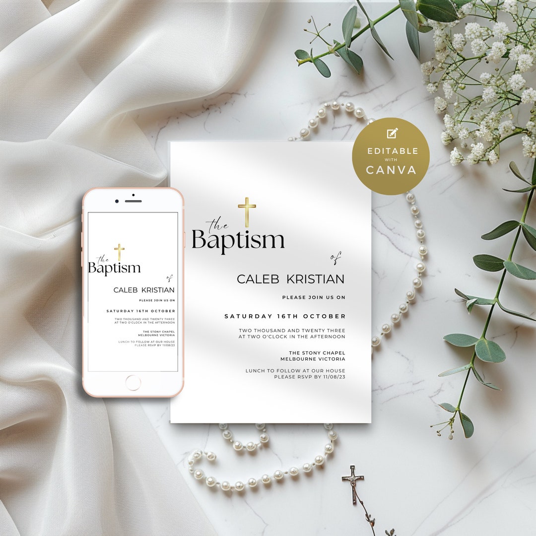 Baptism Invitation for Adult, Modern Minimalist Catholic Gender Neutral ...