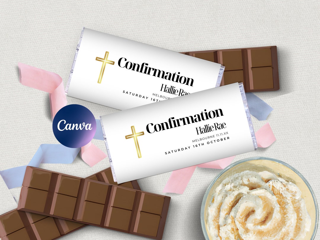 Confirmation Chocolate Bar Wrapper, Personalized Candy Bar - INSTANT ...