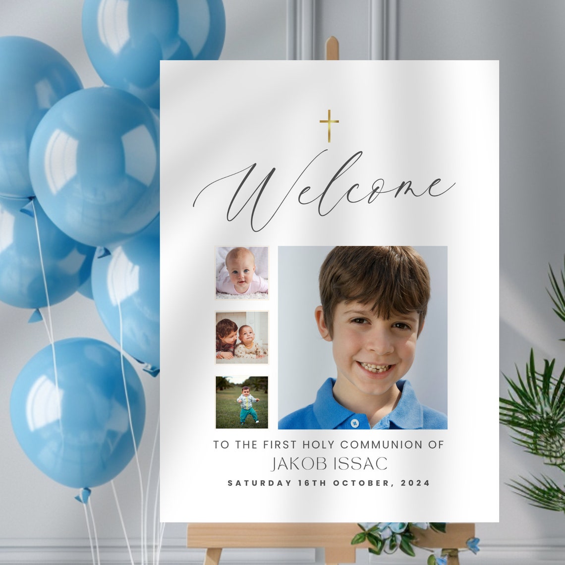 First Holy Communion Welcome Sign With Photo, 1st Communion Party ...