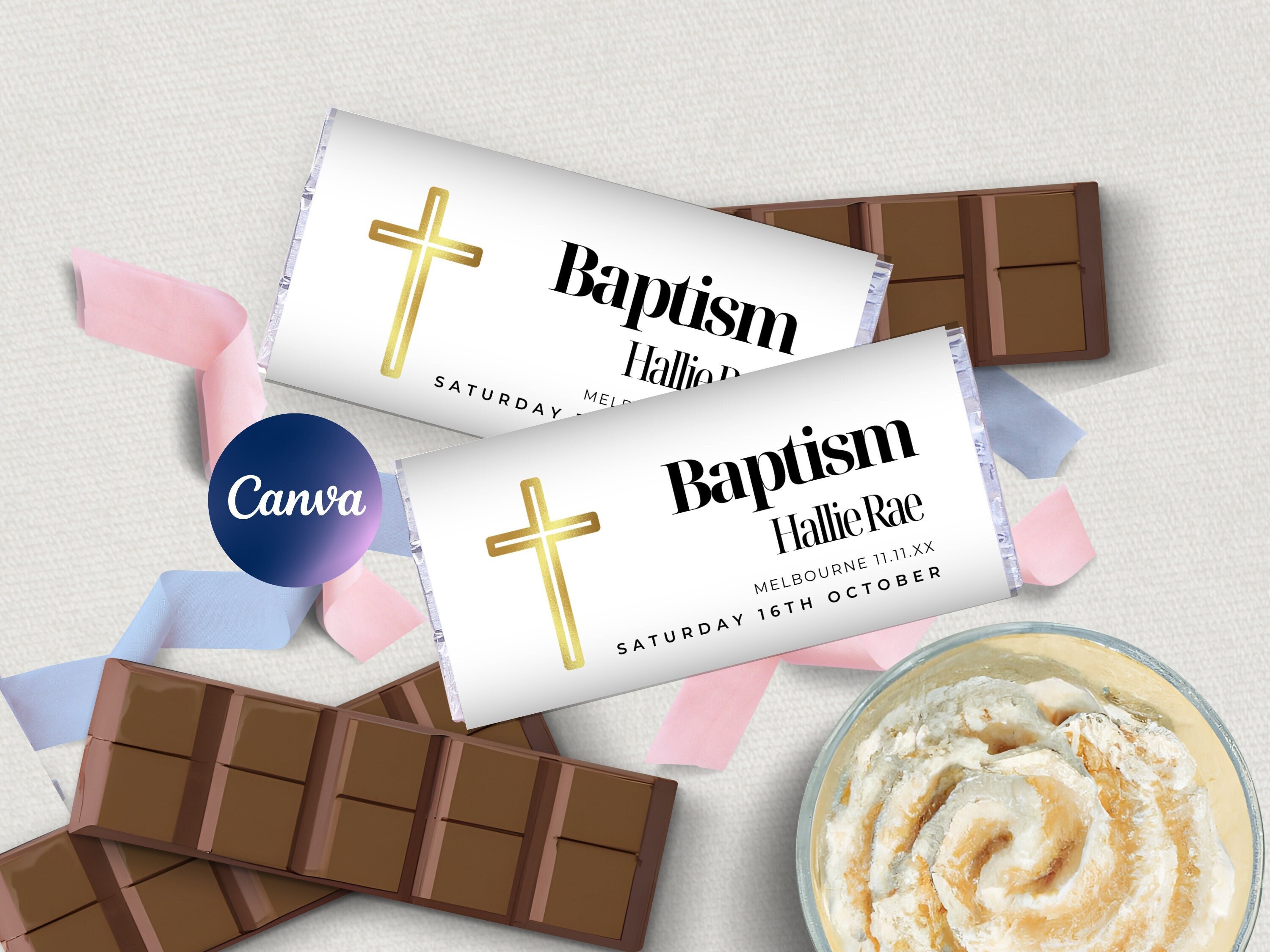 Chocolate Bar Wrapper Baptism, Personalized and Printable Candy Bar ...