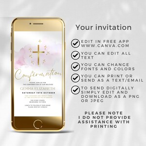 Catholic Confirmation Invitation Catholic, Pink Watercolor Invite for ...