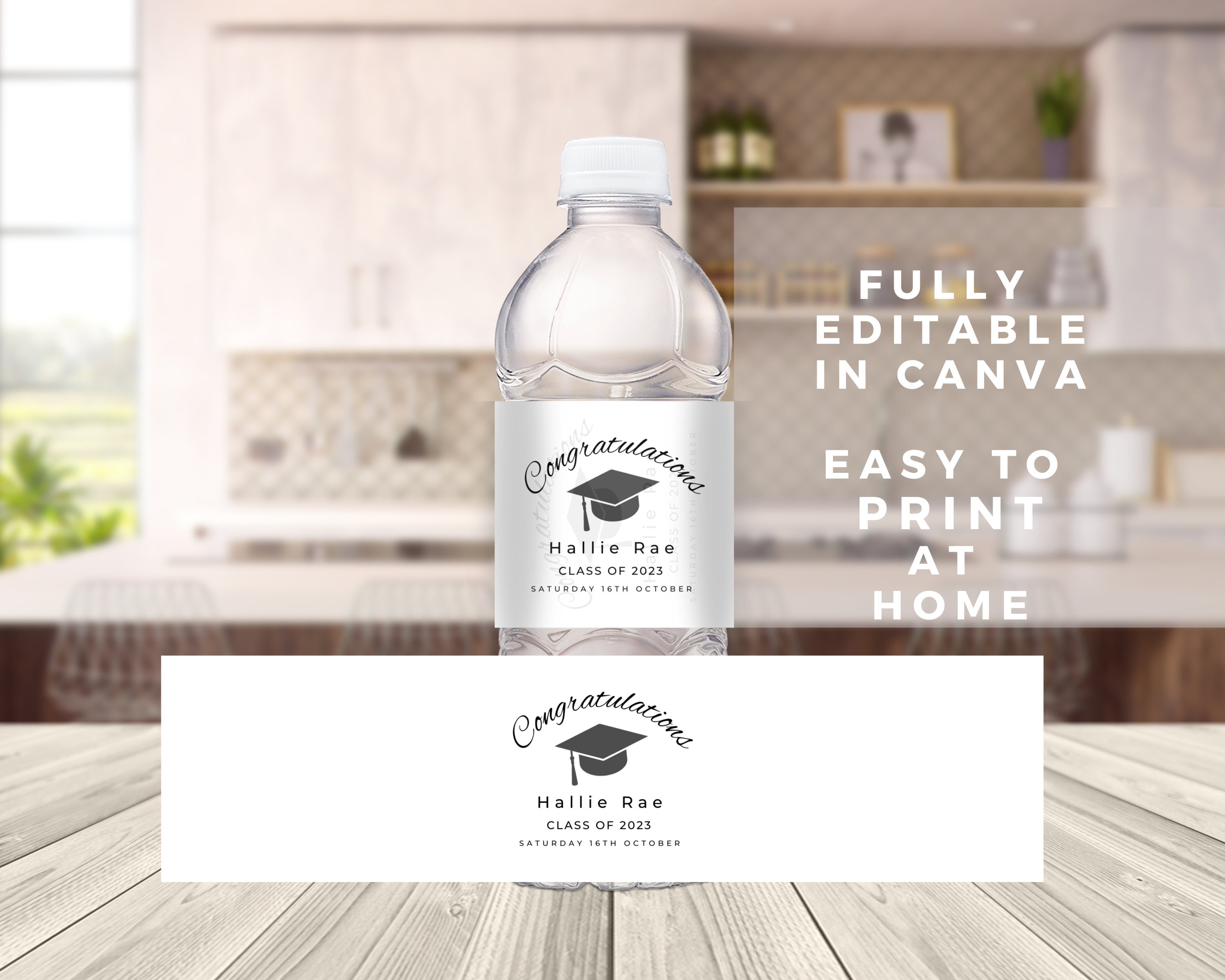 Water Bottle Personalized Labels for Graduation, Party Favors, Class of ...