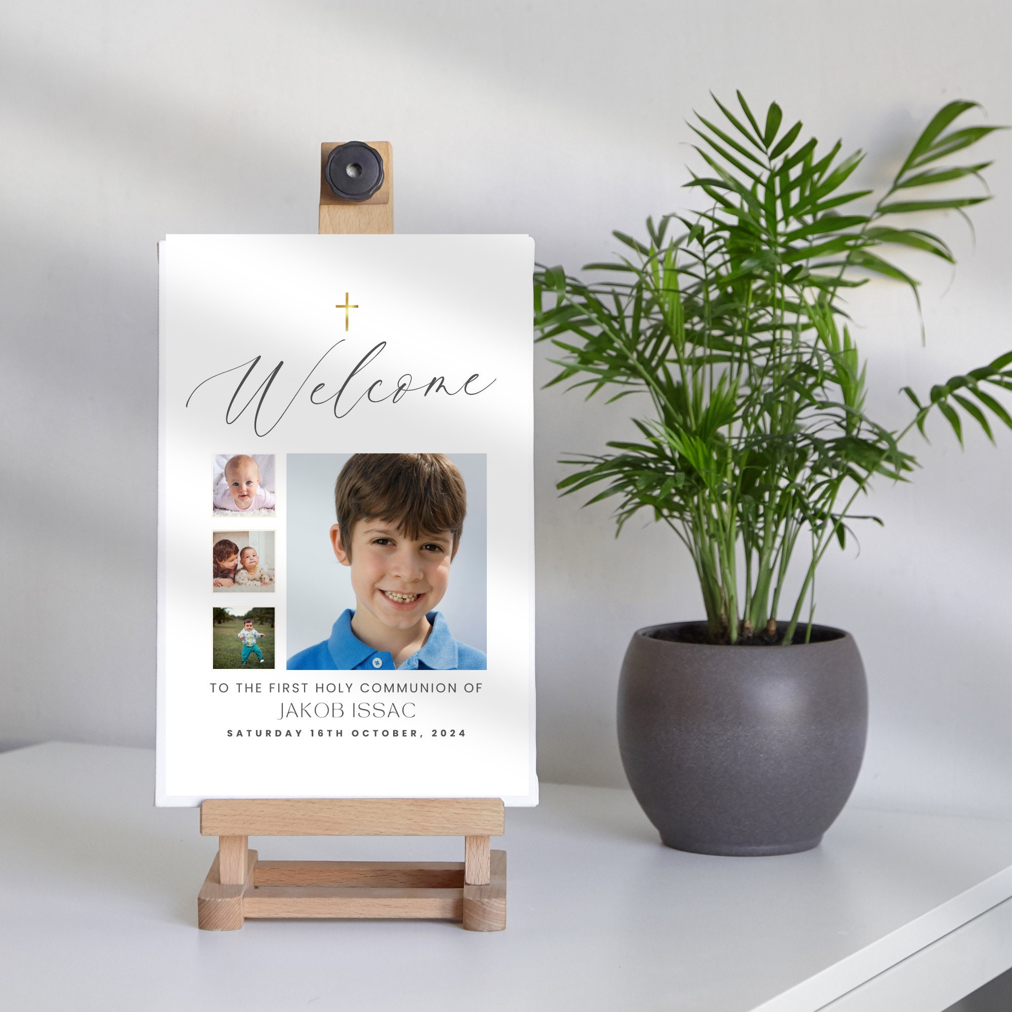 First Holy Communion Welcome Sign With Photo, 1st Communion Party ...