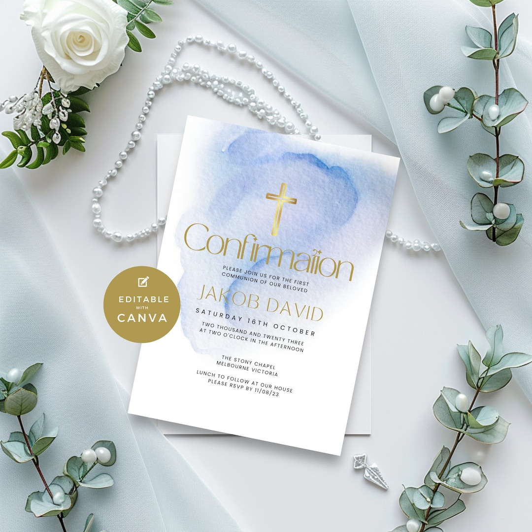 Confirmation Invitation Boy or Girl, Digital Email or Text, Religious ...