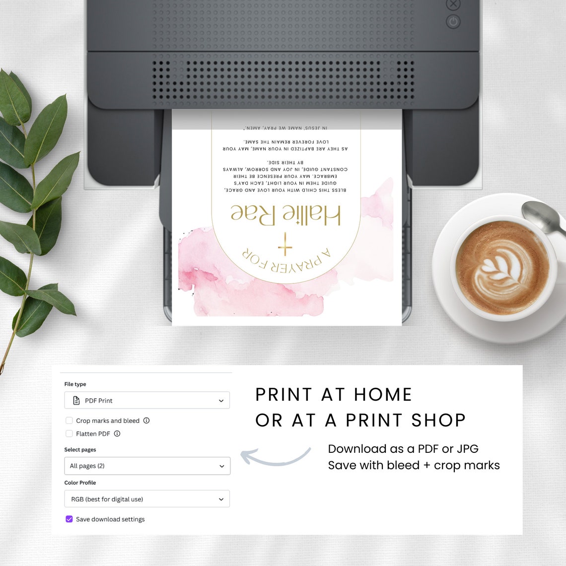 Baptism Prayer Sign, Pink Watercolor Decor Sign for Boy, Christening ...