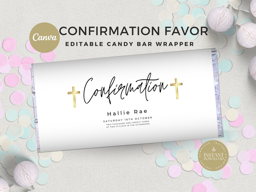Confirmation Chocolate Bar Wrapper, Personalized Candy Bar - INSTANT ...