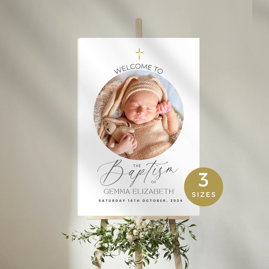 Baptism Photo Welcome Sign, Printable Christening Signage, Boy or Girl ...