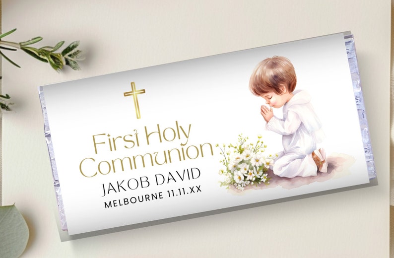 First Communion Candy Bar Wrapper, Hershey Chocolate Bar Label for Boy ...