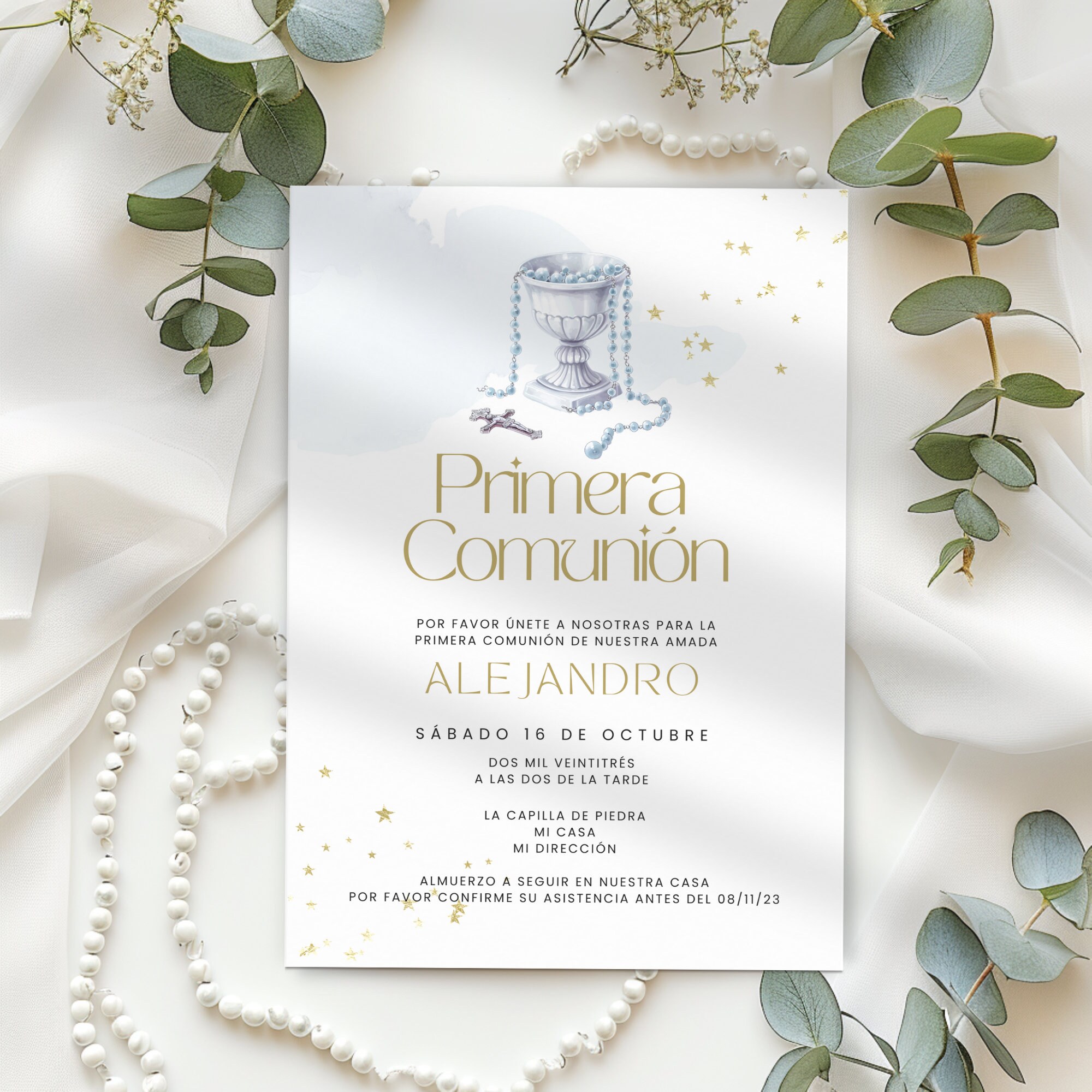 First Holy Communion Invitation Spanish, Boys or Girls Primera Comunion ...