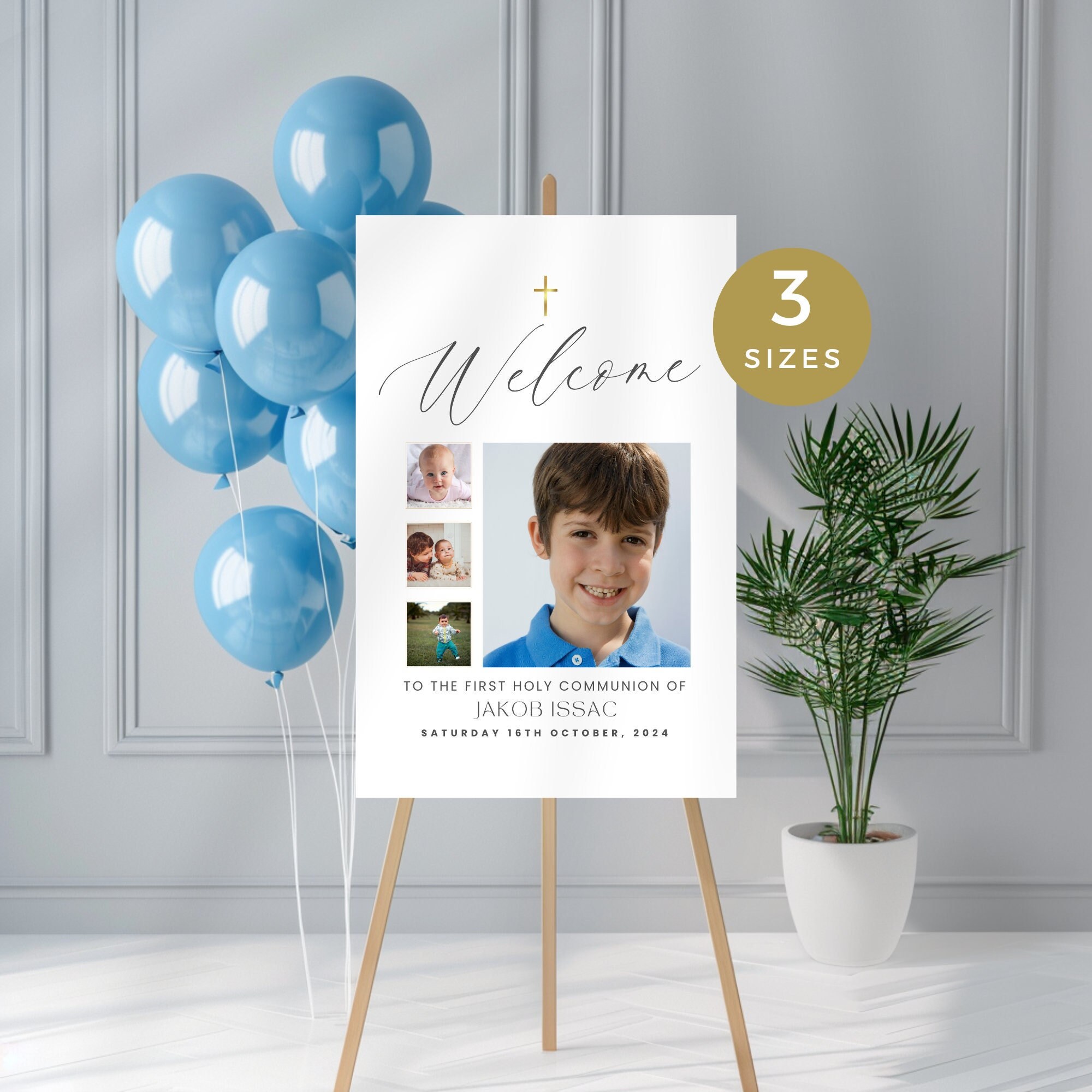 First Holy Communion Welcome Sign With Photo, 1st Communion Party ...