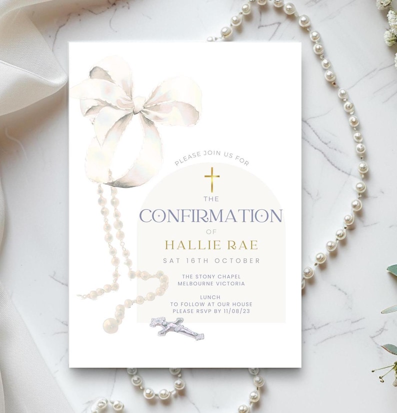 Confirmation Invitation, Modern and Traditional Catholic Invite With ...