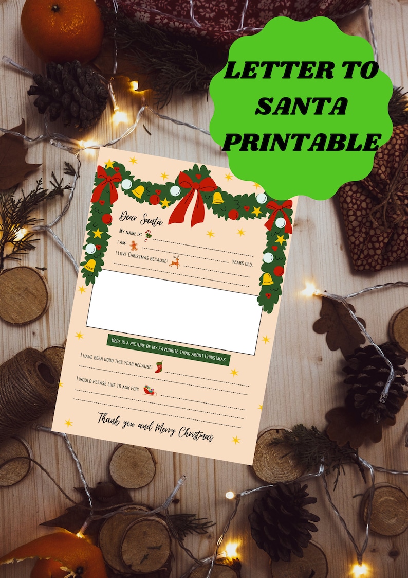 Letter to Santa PRINTABLE / Kids Letter to Santa / Santa Letter ...