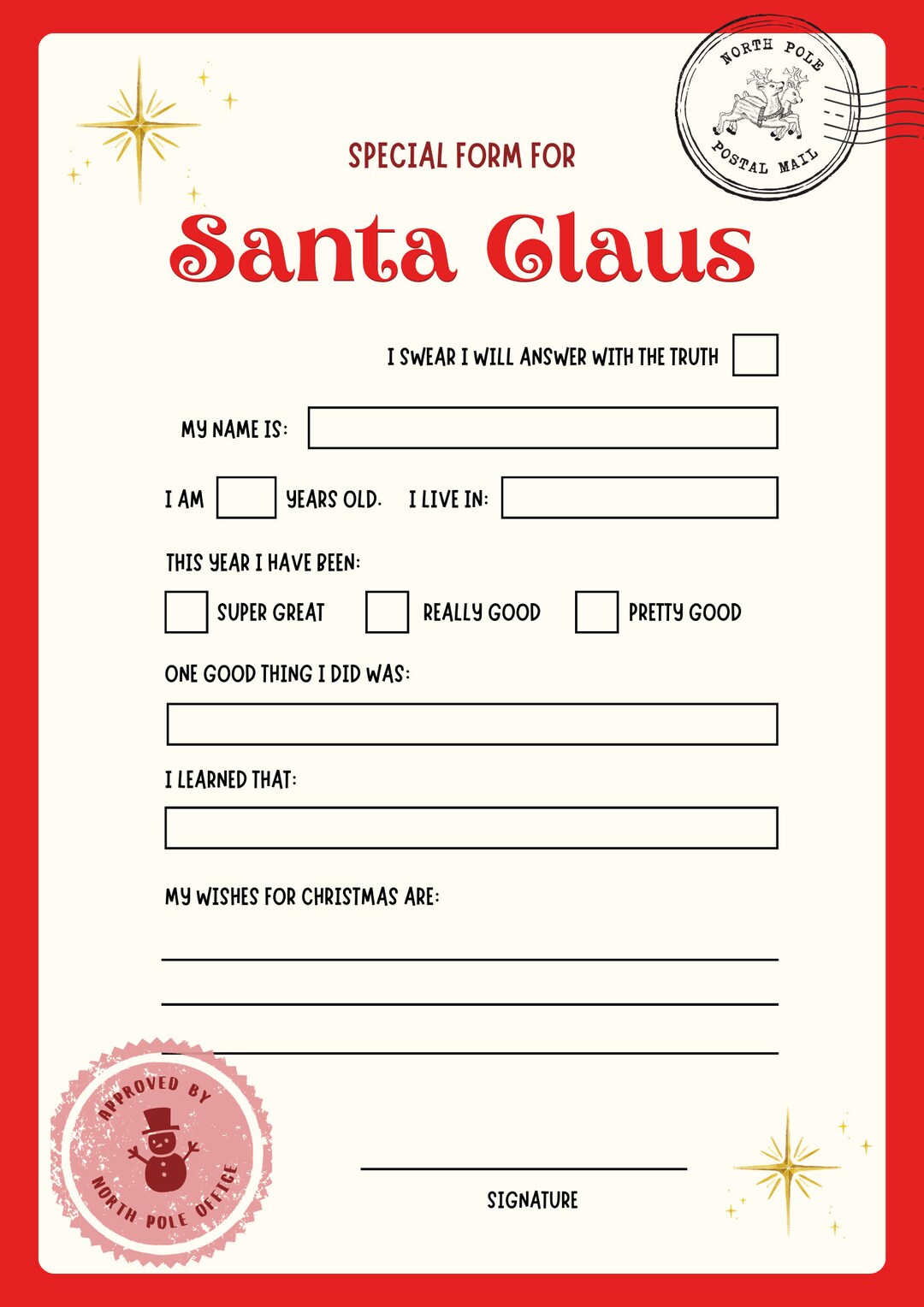 Letter for Santa Printable Christmas Digital Print Kids - Etsy